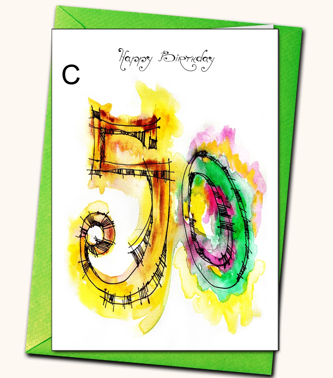 50th EXTRA LARGE Birthday Greeting Card, A4,(8''x 11''), Personalised ...