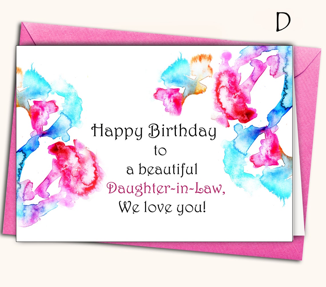 Daughter-in-law, EXTRA LARGE Birthday Personalised Cards, Watercolour ...