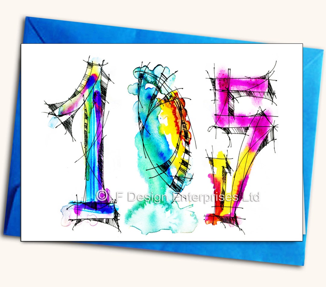105th Birthday Greeting Card, Watercolour Card, Personalised Cards,age ...