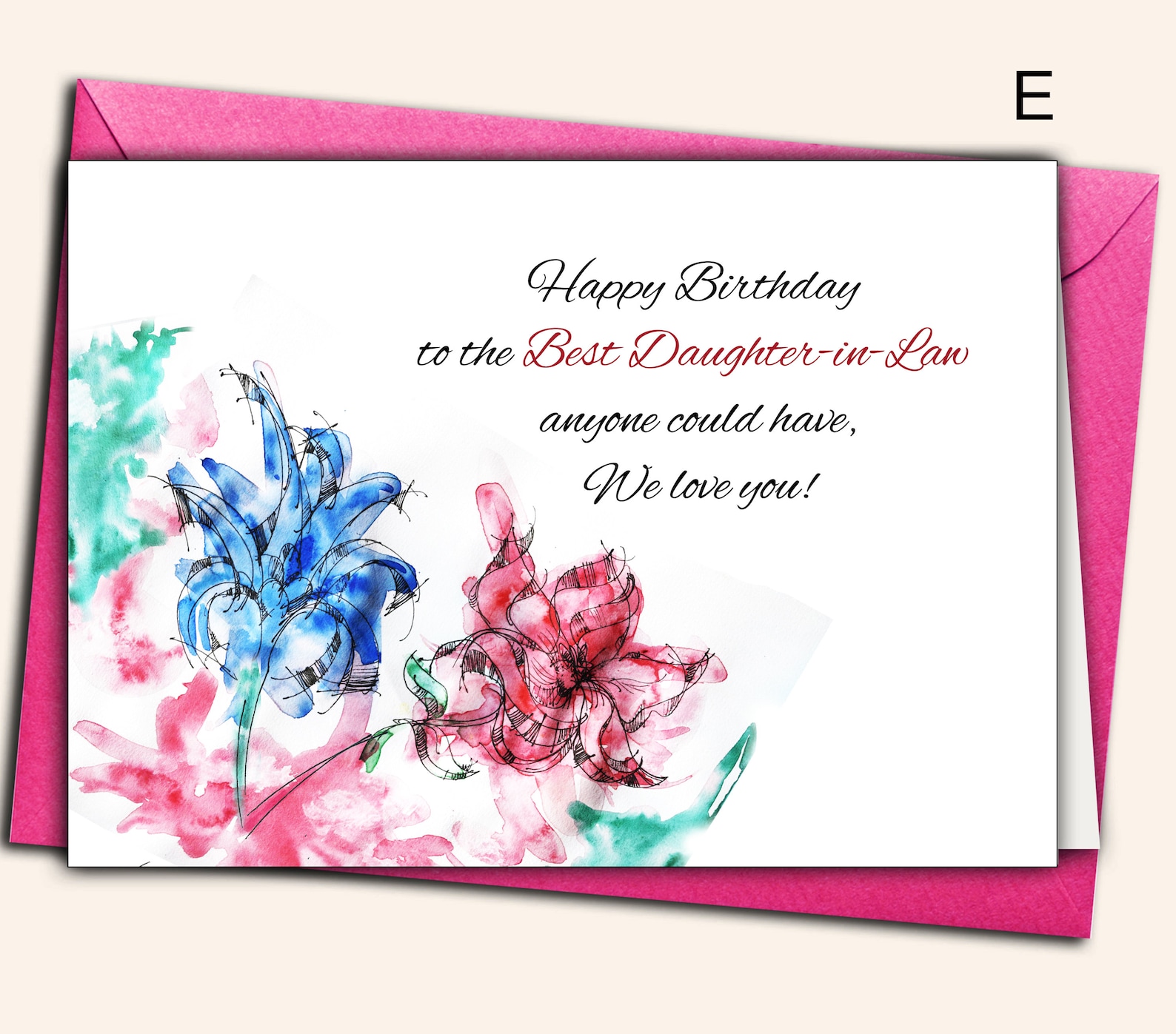 Daughter-in-law, EXTRA LARGE Birthday Personalised Cards, Watercolour ...