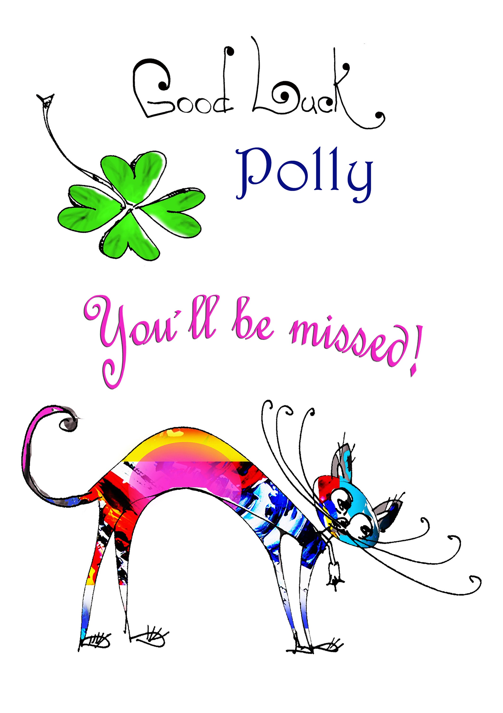 GOOD LUCK Greeting Card, Personalised Cards, Any Name on the Cards ...