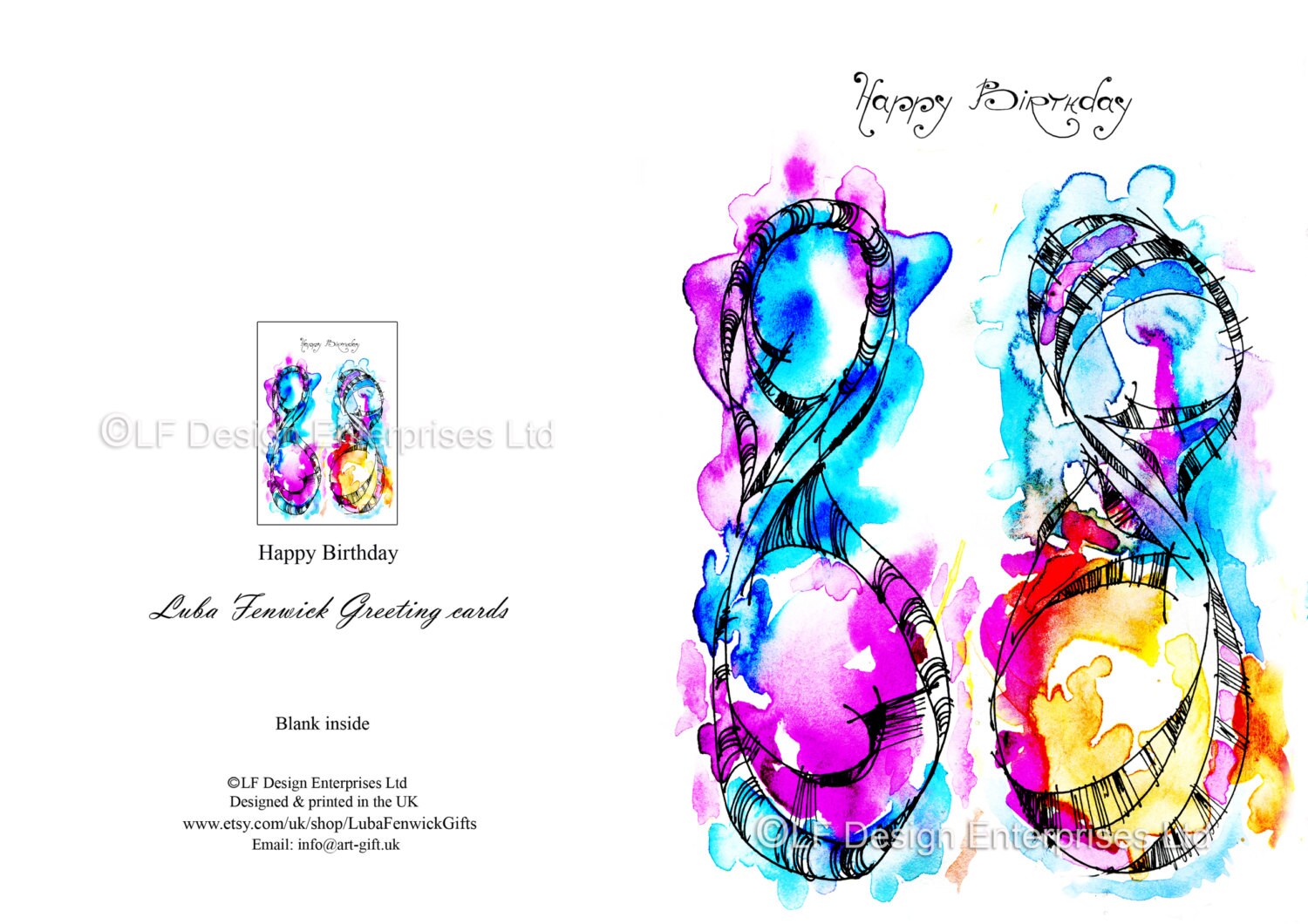 88th EXTRA LARGE Birthday Greeting Card, A4,(8''x 11''), Personalised ...