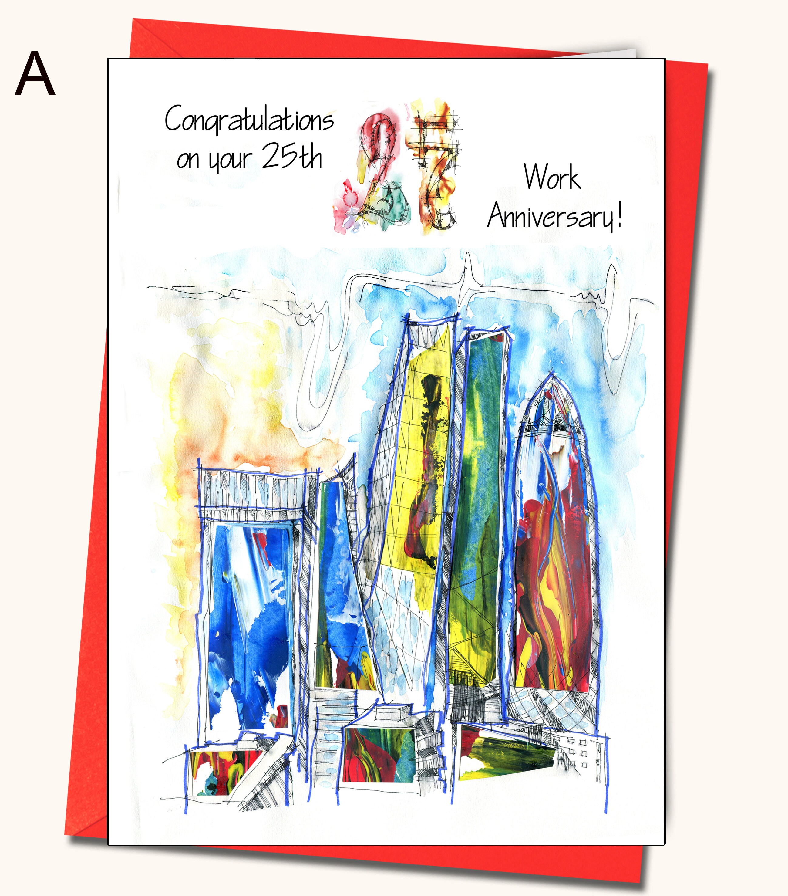 Work Anniversary Card, Personalised Cards, Any Number on the Cards ...