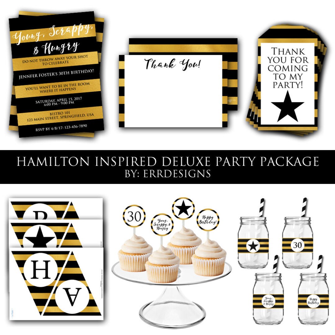 Hamilton Inspired Deluxe Party Package, Hamilton Invitation, Hamilton ...