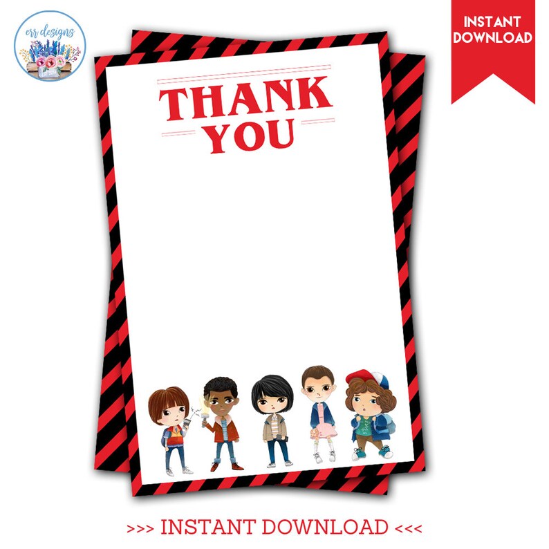 Stranger Kids Thank You Note Stranger Birthday Stranger - Etsy