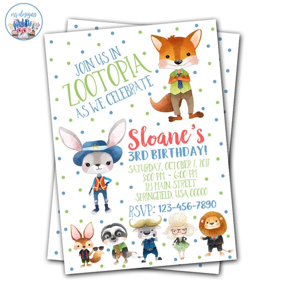 Zootopia Invitation Zootopia Birthday Zootopia Birthday | Etsy