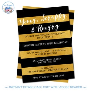 Hamilton Inspired Deluxe Party Package, Hamilton Invitation, Hamilton ...