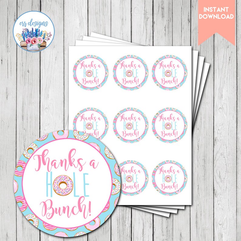 Donut Party Favor Tag Donut Birthday Party Doughnut Favor | Etsy