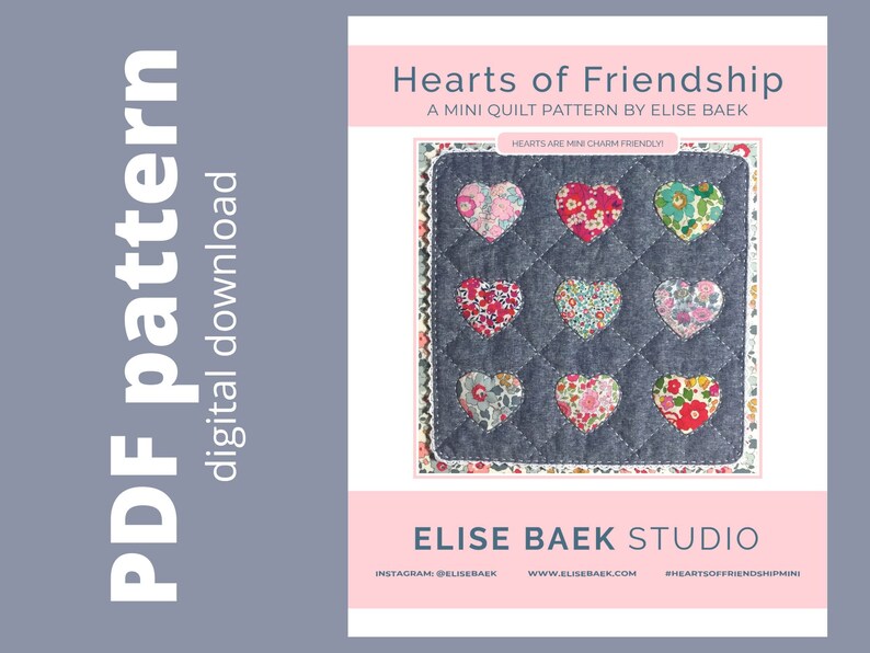 Hearts of Friendship Mini Quilt Pattern PDF Download - Etsy Australia