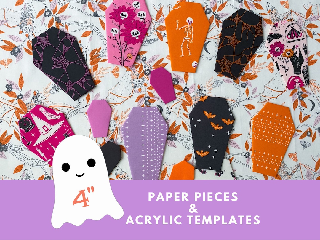 4 Inch Coffin Paper Pieces & Acrylic Template: Halloween EPP - Etsy