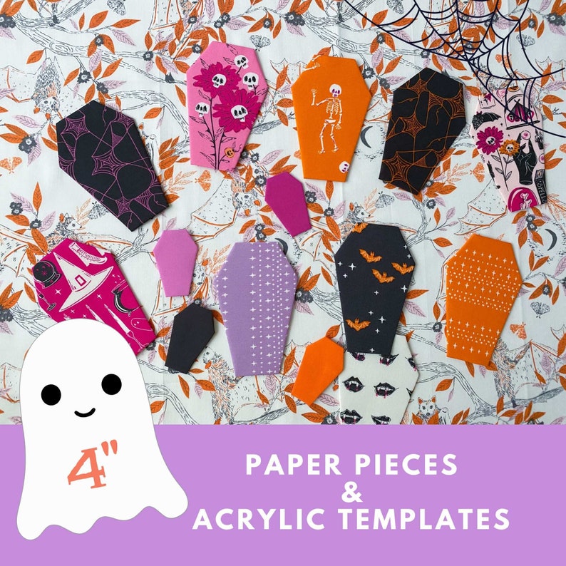 4 Inch Coffin Paper Pieces & Acrylic Template: Halloween EPP - Etsy