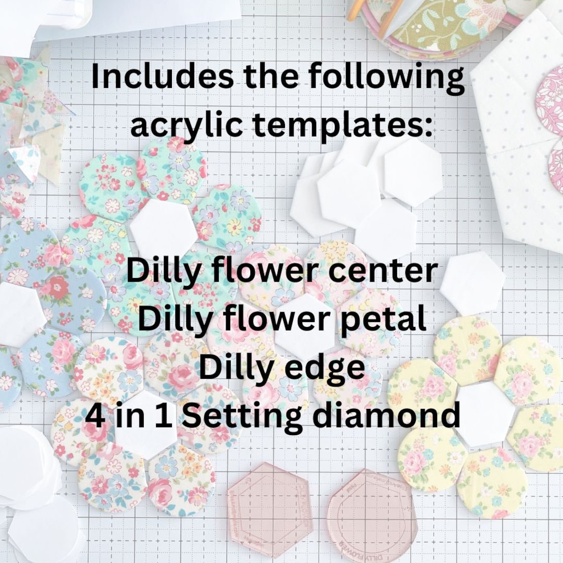 1/2" Dilly Flower Hexagon Complete Bundle With Papers and Acrylic ...
