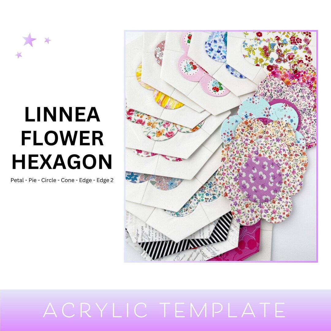 Linnéa Flower Hexagon Acrylic Templates EPP English Paper Piecing - Etsy