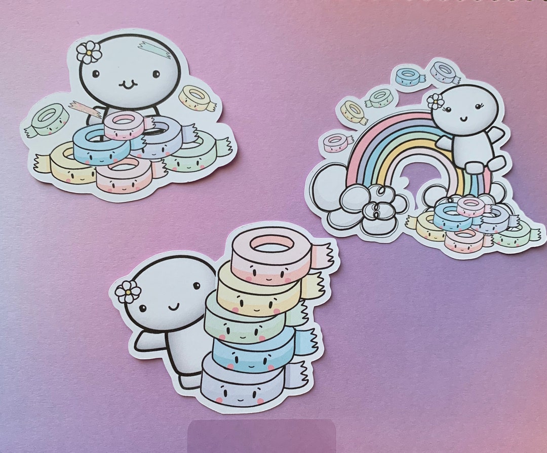 Washi Die Cut Original Hand Drawn Emoti Character Doodle for Planners ...