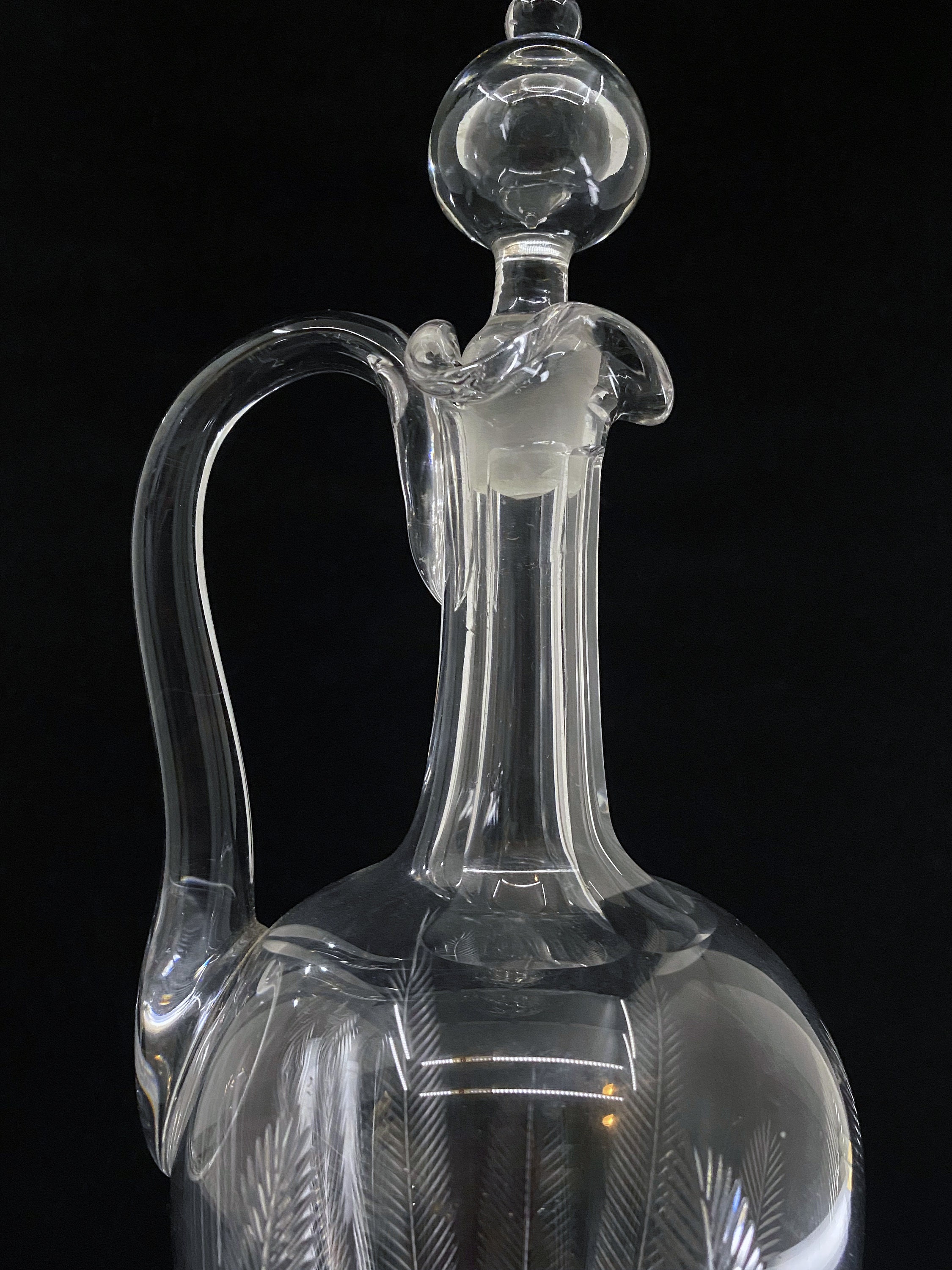 Antique Cut Glass Pitcher Decanter With Round Stopper - Etsy