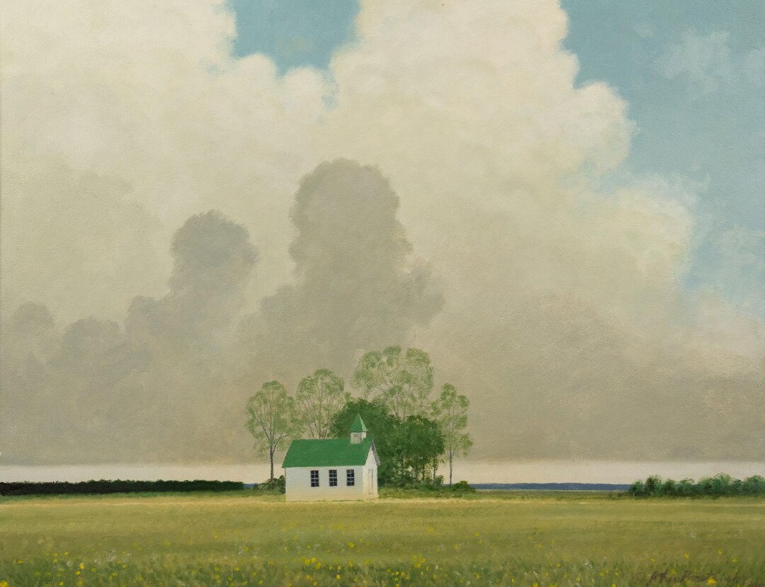 John Boatwright Church Pastoral Landscape Oil on Board - Etsy