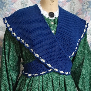 Royal Blue With Cream and Blue Edging Sontag - Regular Adult Size - Etsy