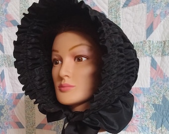 Victorian Black Bonnet mourning Bonnet Adult Size NB-572 - Etsy