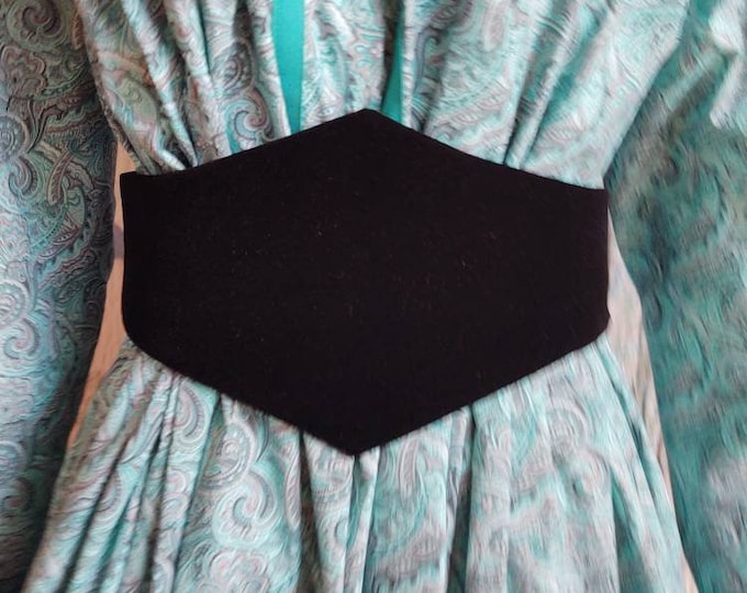 Plain Black Velvet Medici Belt Double Pointed, Civil War, 19th Century ...