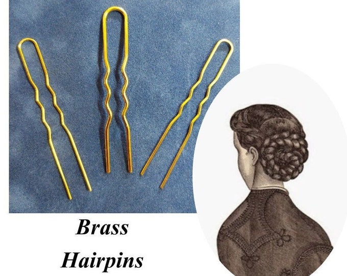 12 Brass Hair Pins, Victorian, U-pins, Bun Holder, French Twist Pins ...
