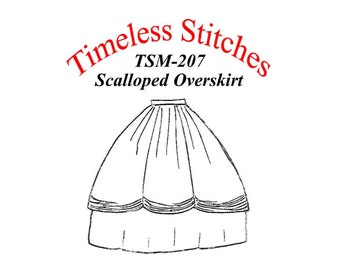 Scalloped Over Skirt / 19th Century Over Skirt Pattern/ - Etsy