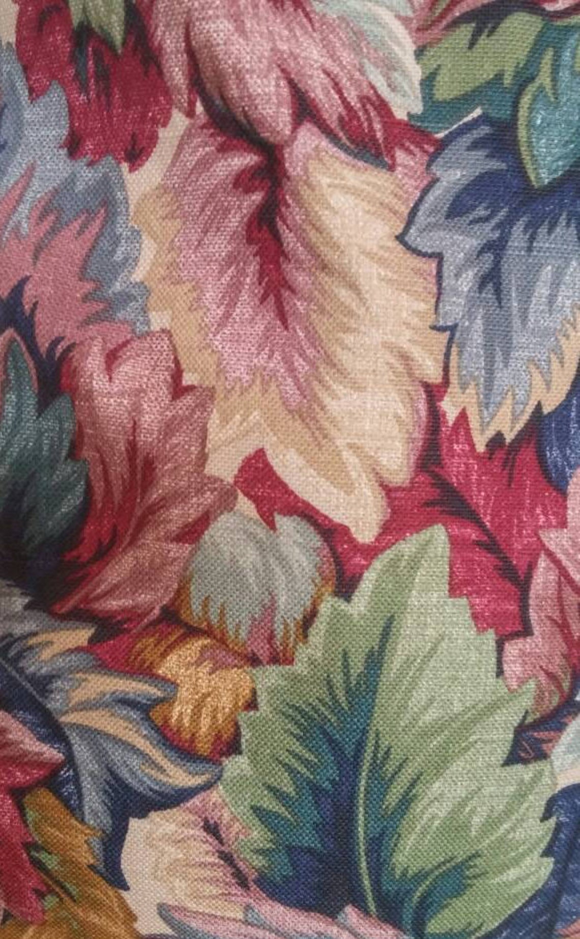 Burgandy and Blue Leaf Patterned Work Bag 19th century | Etsy