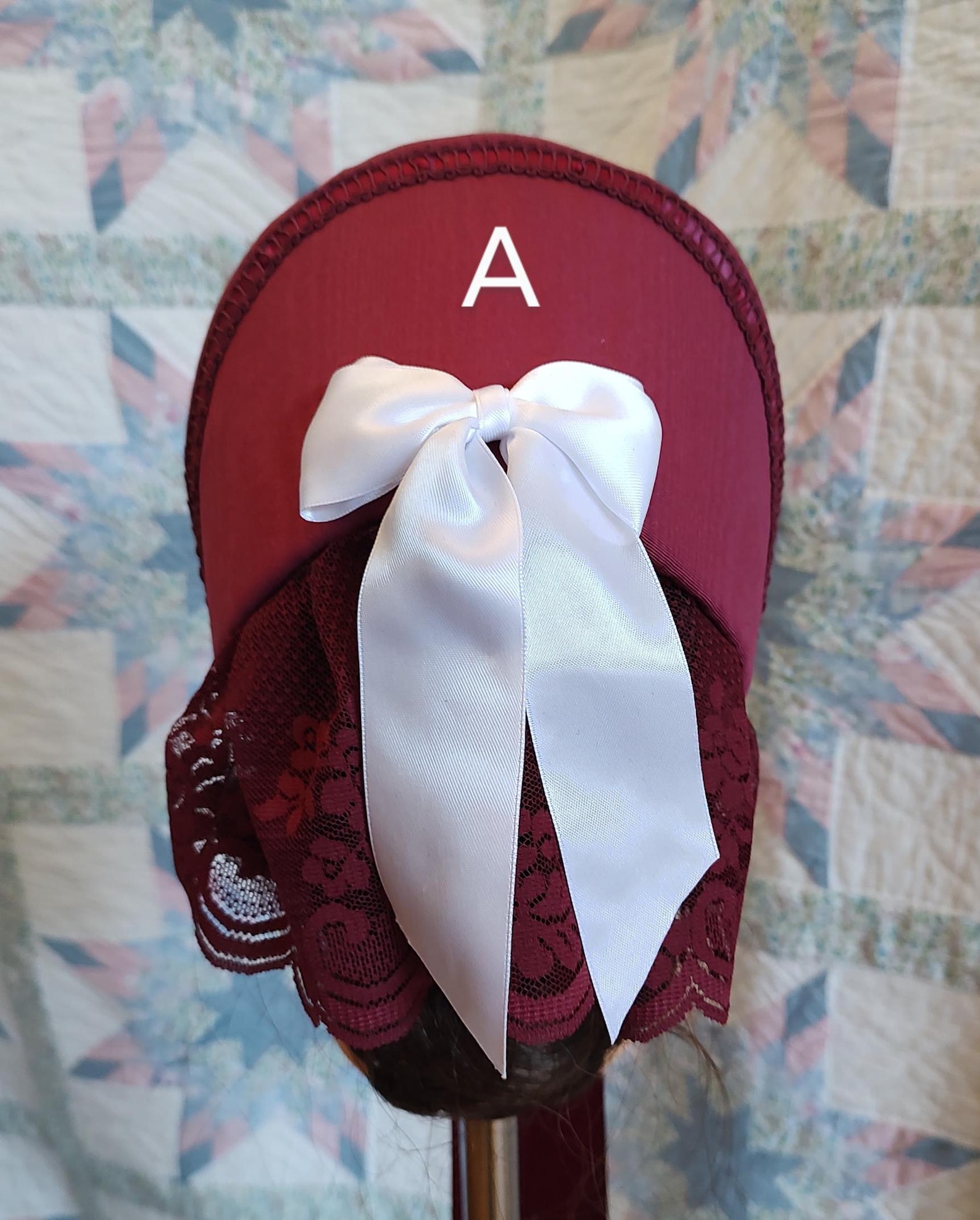 Wine Fanchon Bonnet, Choice of Embellishment, Dinner Bonnet - Empire ...