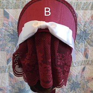 Wine Fanchon Bonnet, Choice of Embellishment, Dinner Bonnet - Empire ...