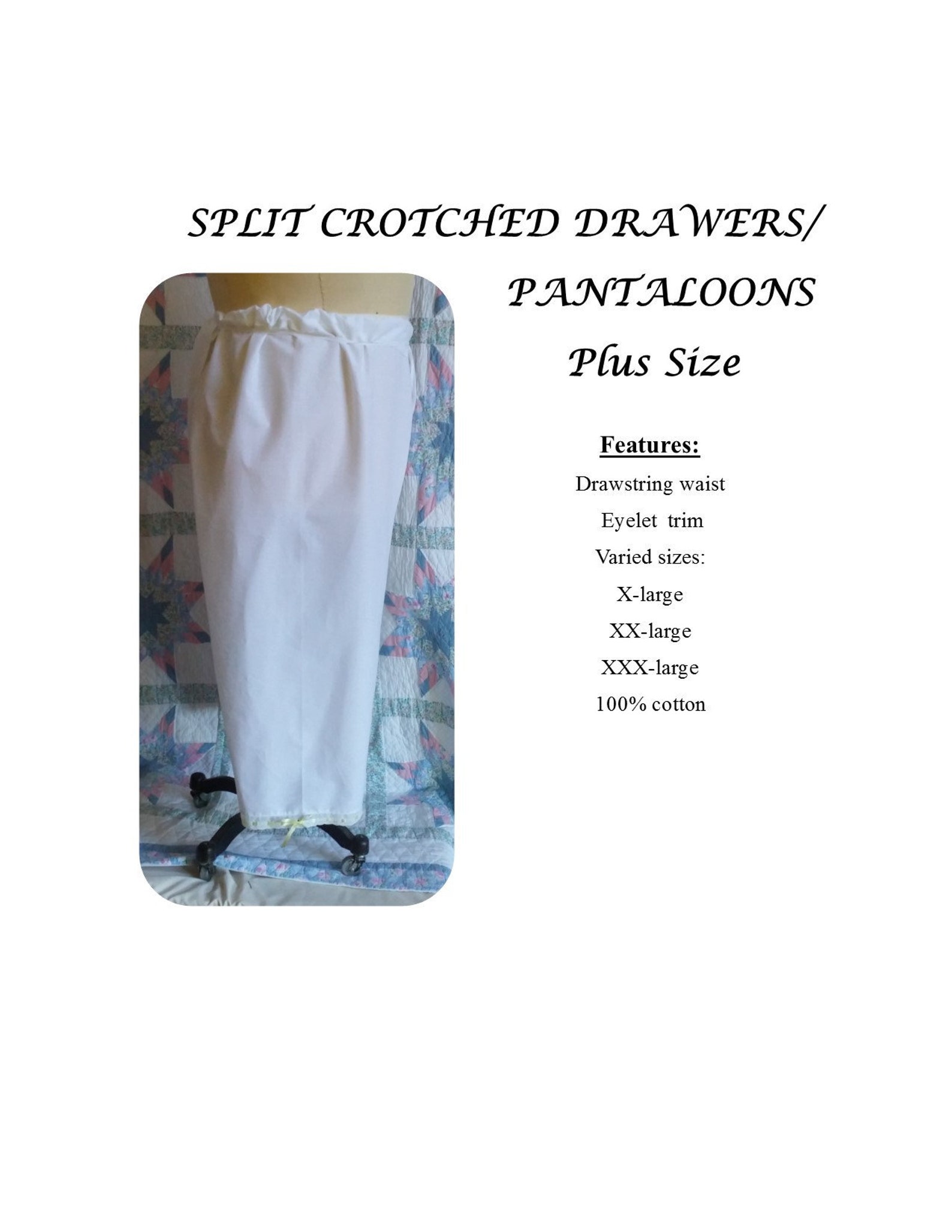 PLUS Size Split Crotch Drawers / Pantaloons | Etsy