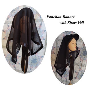 Brocade Fanchon Mourning Bonnet - Dinner Bonnet - Empire Bonnet ...