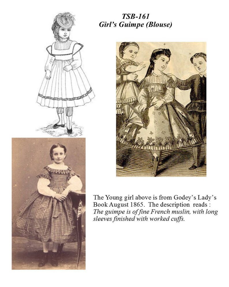 Girl's Guimpe/19 Th Century Girls Blouse/ Timeless Stitches Sewing ...