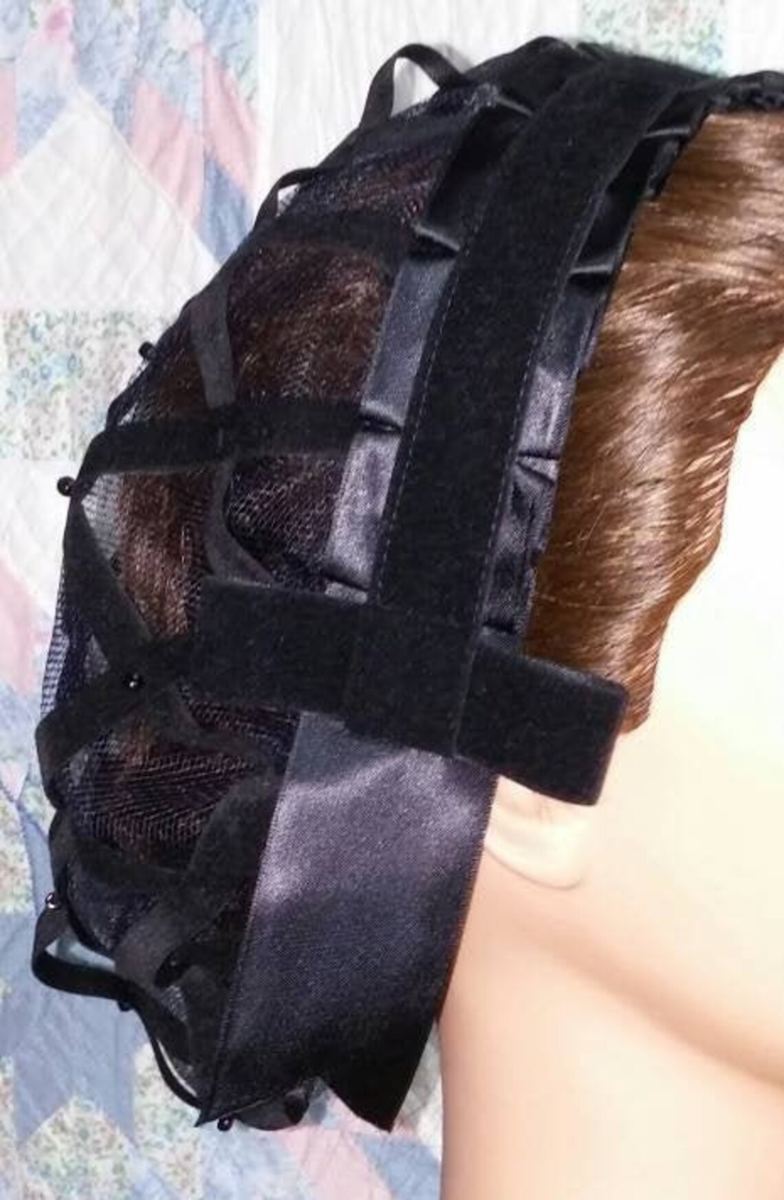 Black Ribbon Hairnet With Choice of Ribbon Coronet Plain | Etsy