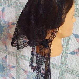 Black Lace Fanchon Styled Day Cap With Lappets - Daycap - Fanchon ...
