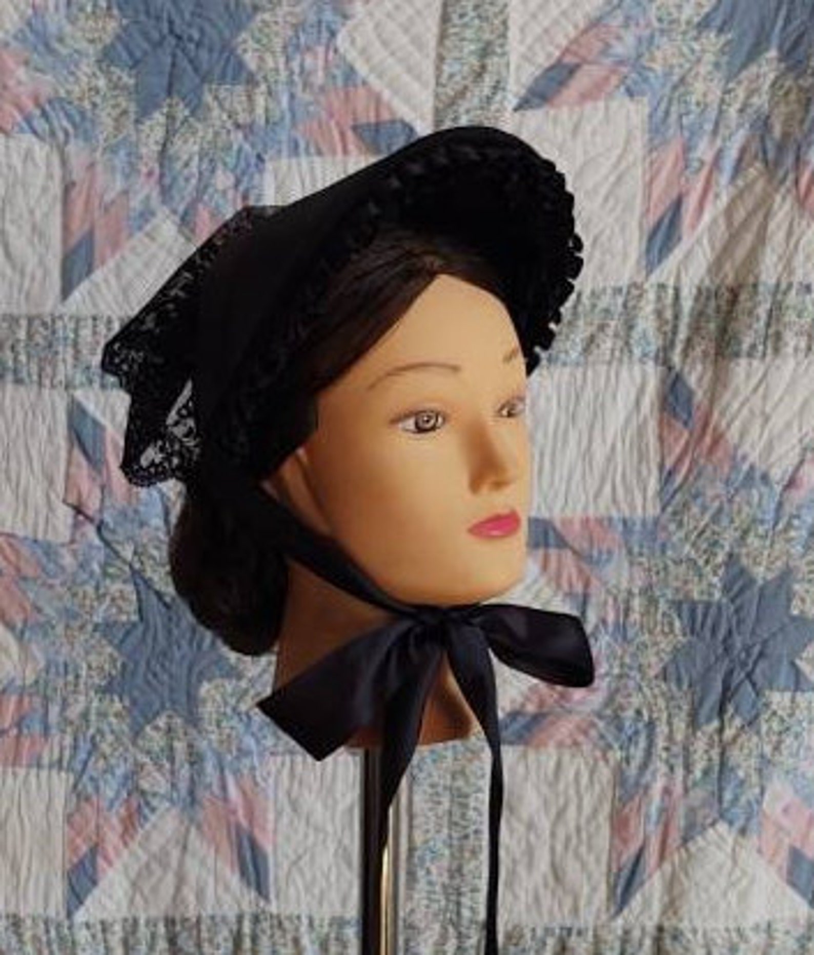 Grosgrain Taffetta Fanchon Mourning Bonnet Dinner Bonnet | Etsy