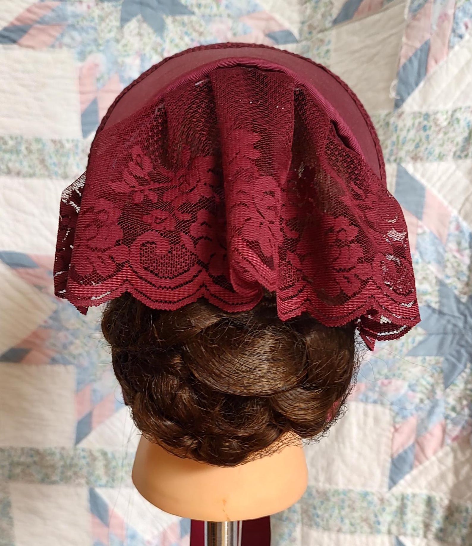 Wine Fanchon Bonnet, Choice of Embellishment, Dinner Bonnet - Empire ...