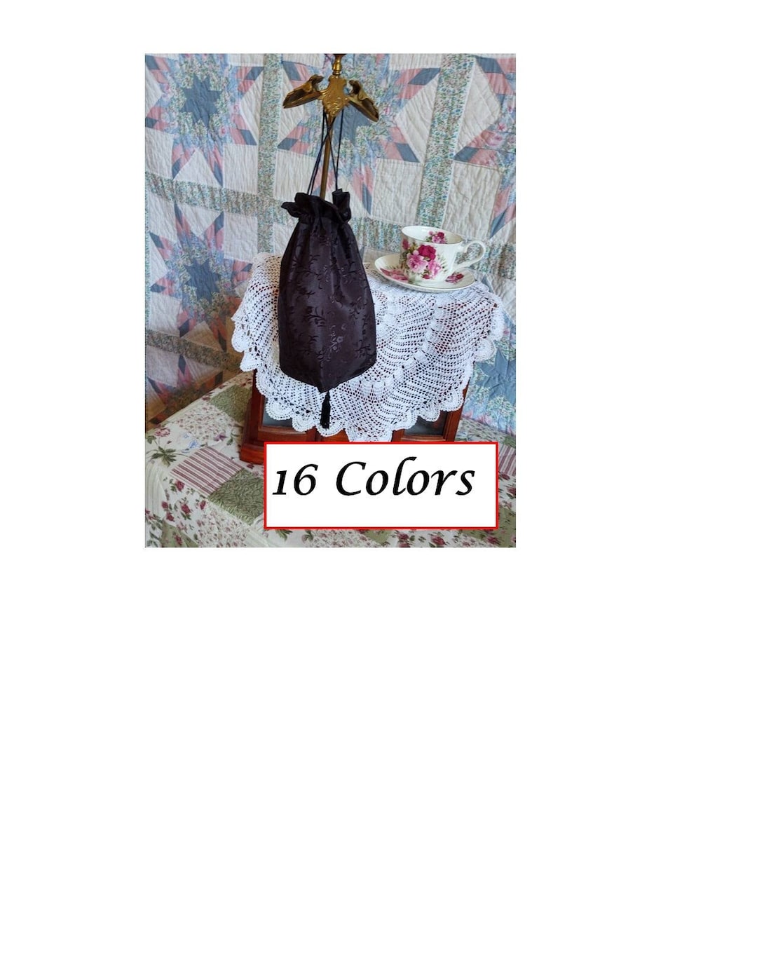 Brocade Reticule Drawstring Bag in 16 Colors, 19th Century Victorian ...