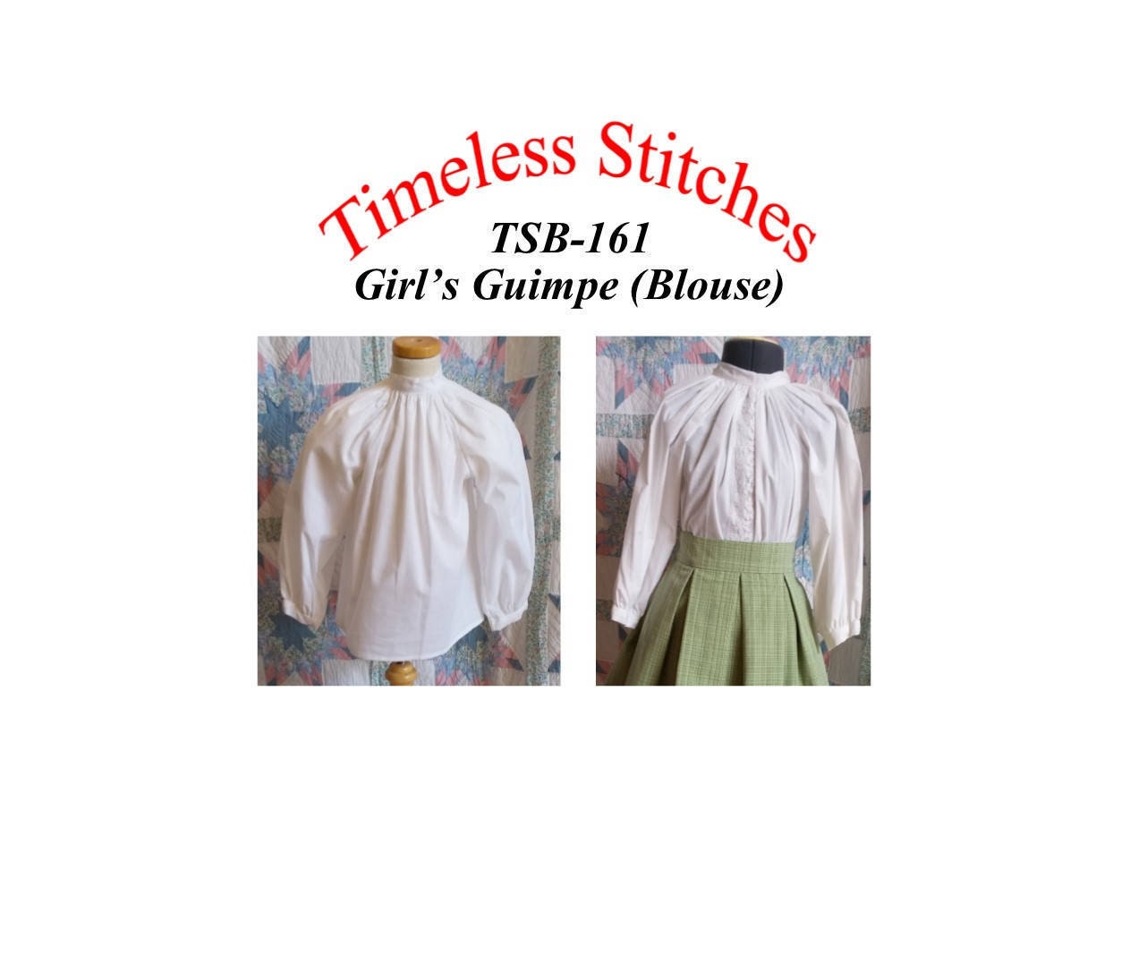 Girl's Guimpe/19 Th Century Girls Blouse/ Timeless Stitches Sewing ...