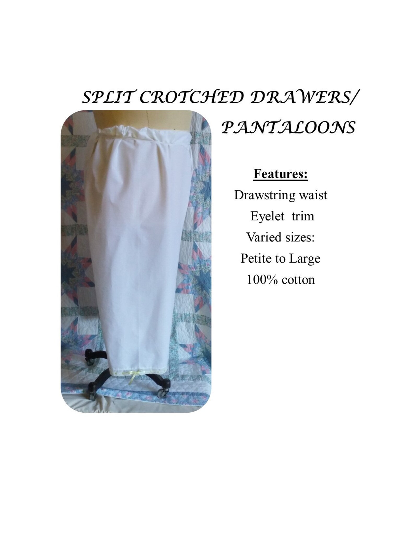 Split Crotch Drawers / Pantaloons Historical Regular Sizes - Etsy