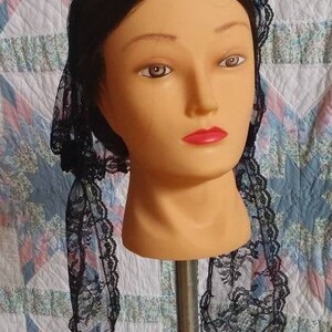 Black Lace Fanchon Styled Day Cap With Lappets - Daycap - Fanchon ...