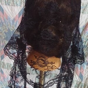 Black Lace Fanchon Styled Day Cap With Lappets - Daycap - Fanchon ...