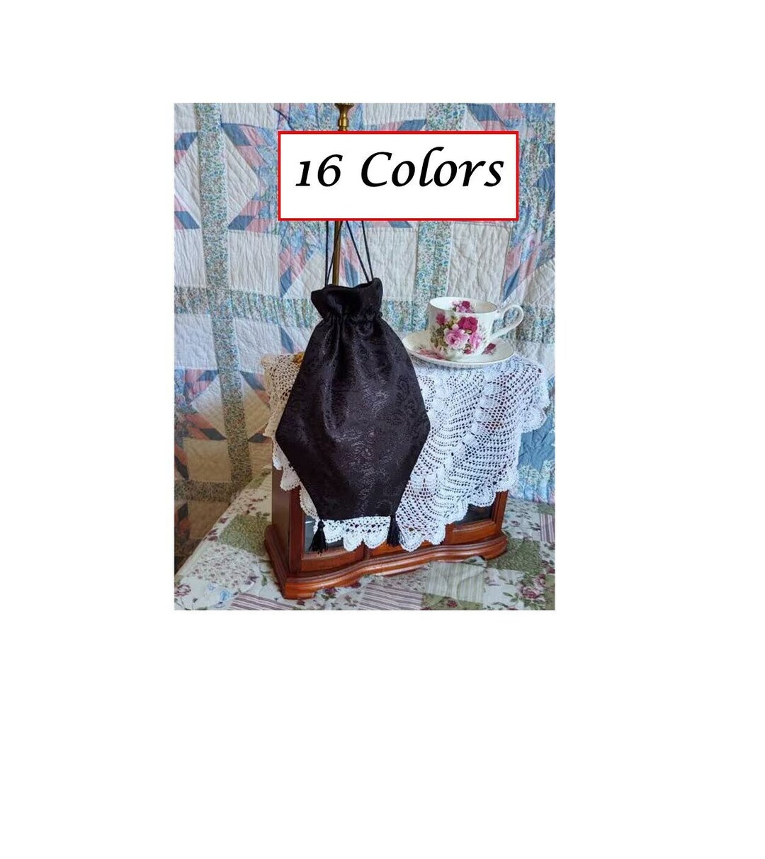 Angular Reticule Drawstring Bag, 16 COLORS, 19th Century Victorian ...