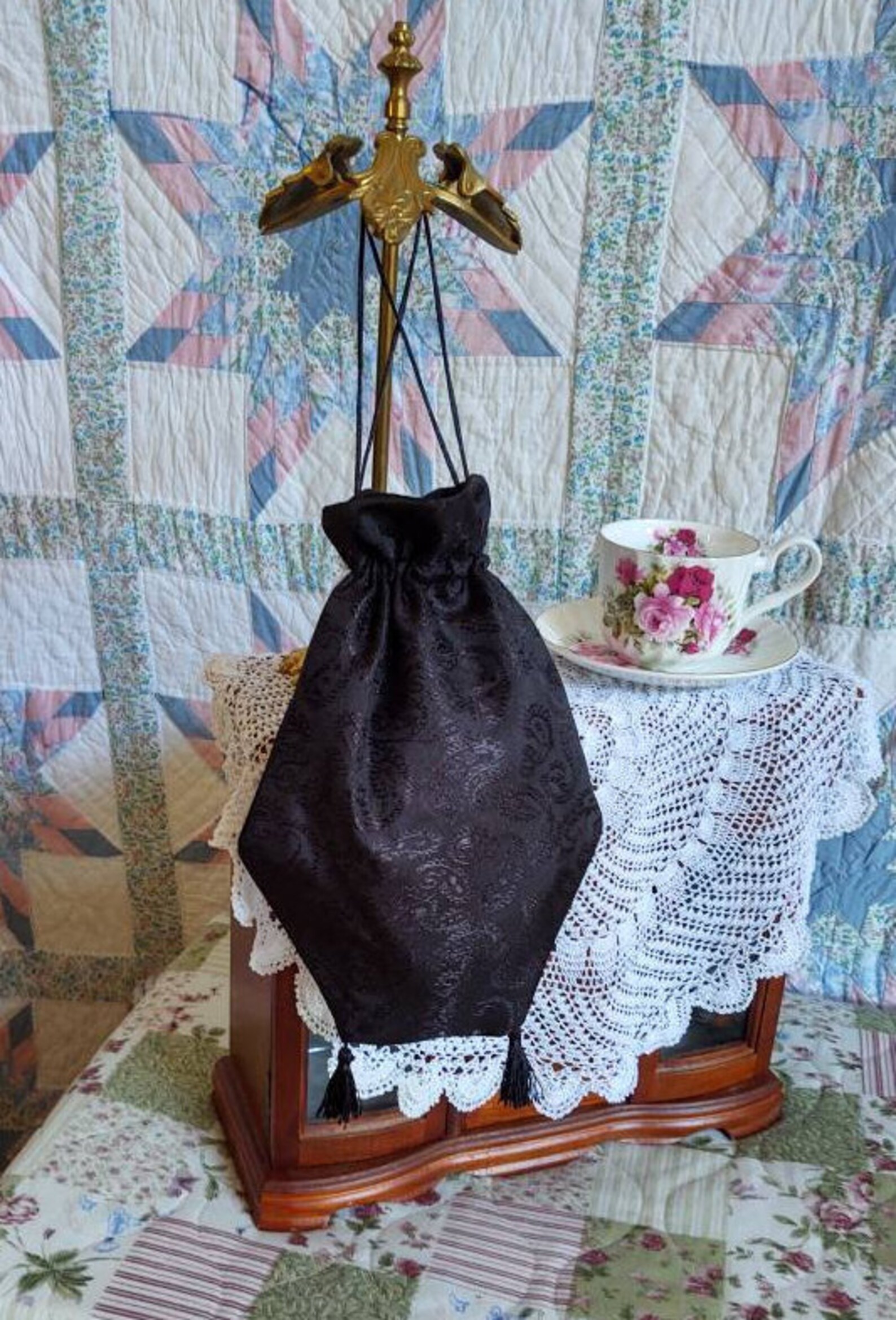 Reticule Drawstring Bag, 19th Century Victorian Purse, Evening, Civil ...