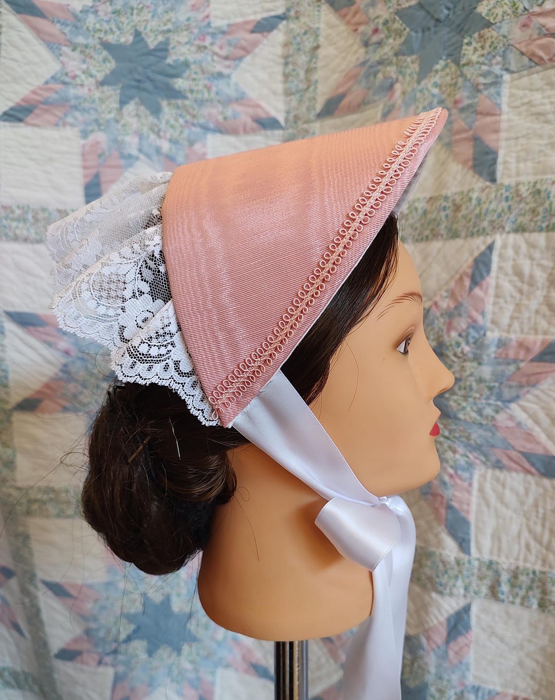 Rose Pink Fanchon Bonnet, Choice of Embellishment, Dinner Bonnet ...