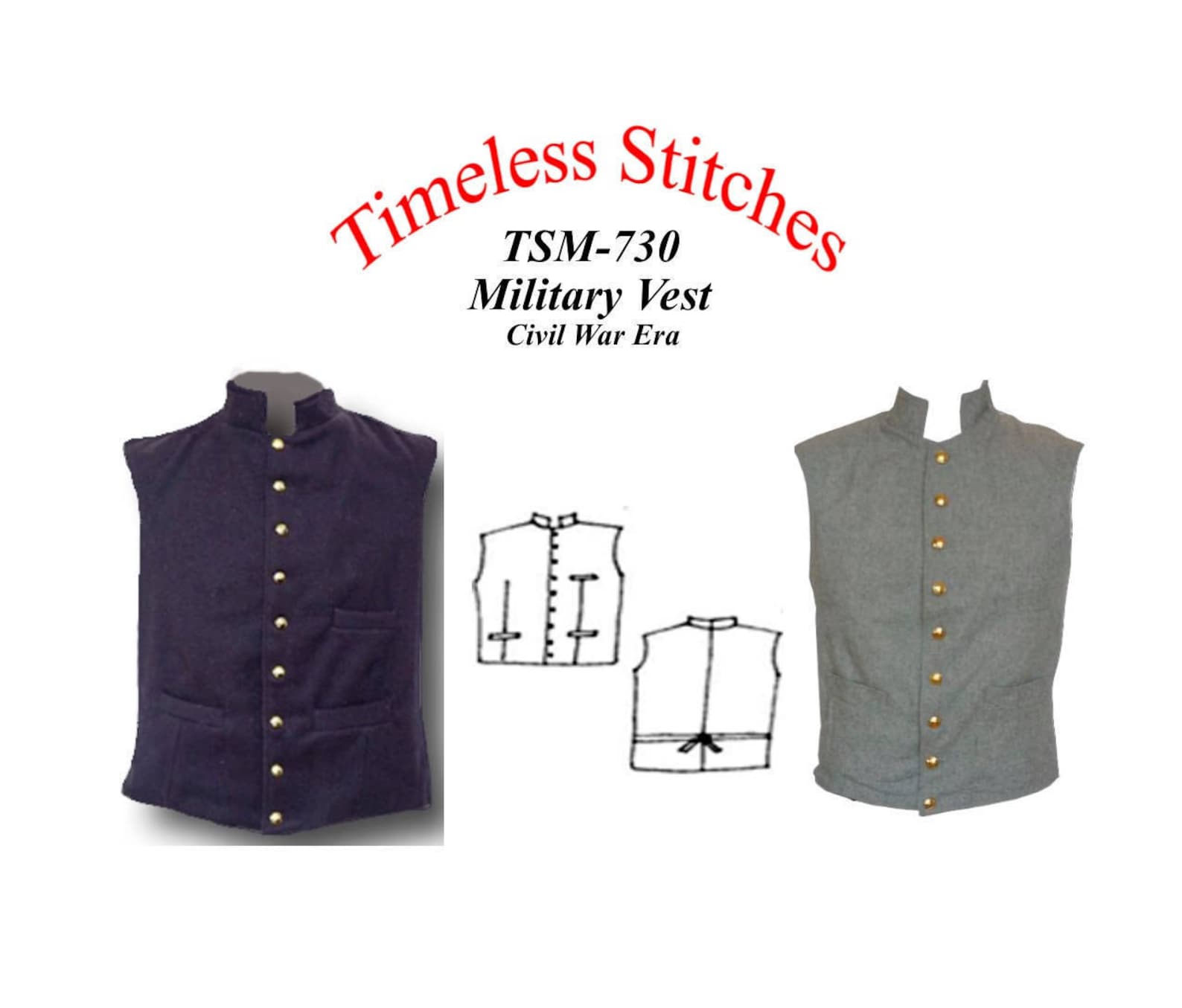 9 Button Military Vest/ Civil War Era Military Vest Pattern Timeless ...