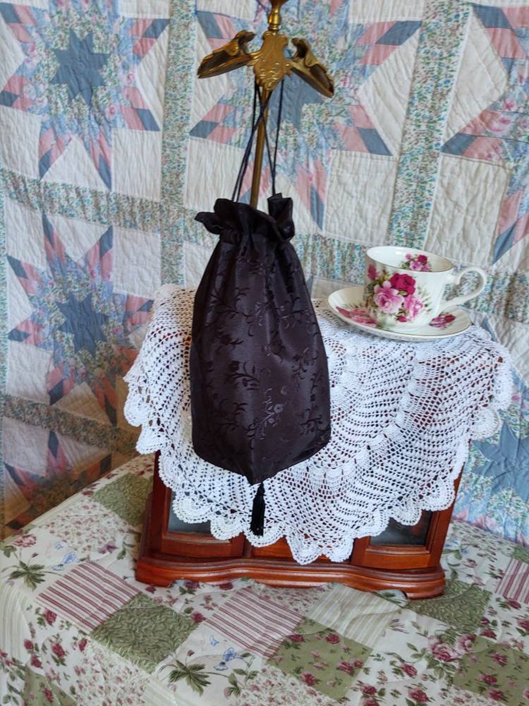 Reticule Drawstring Bag, 19th Century Victorian Purse, Evening, Civil ...