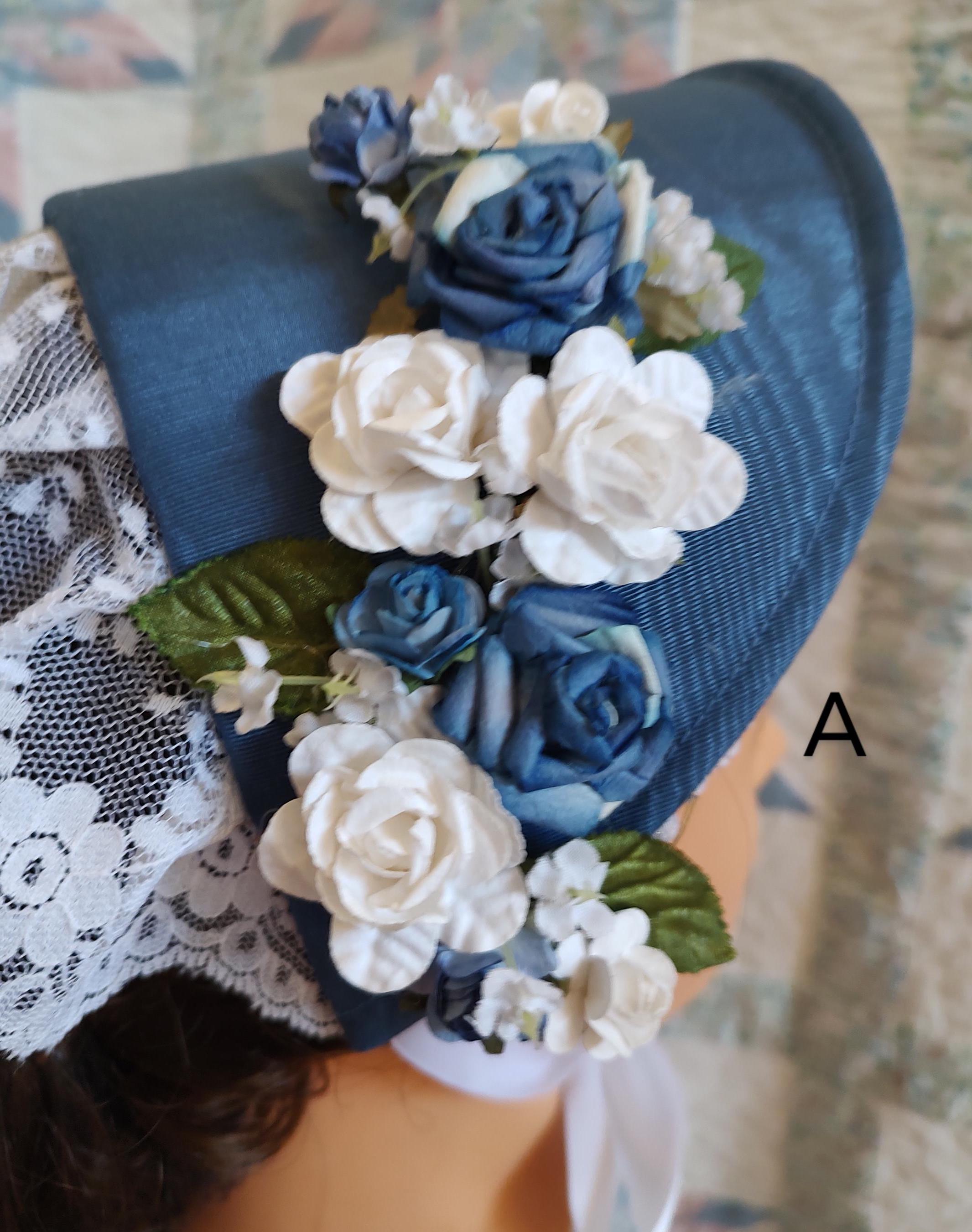Slate Blue Fanchon Bonnet, Choice of Embellishment, Dinner Bonnet ...