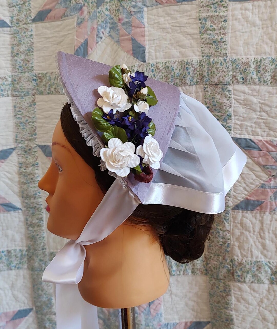 Lilac Fanchon Bonnet, Choice of Embellishment, Dinner Bonnet - Empire ...