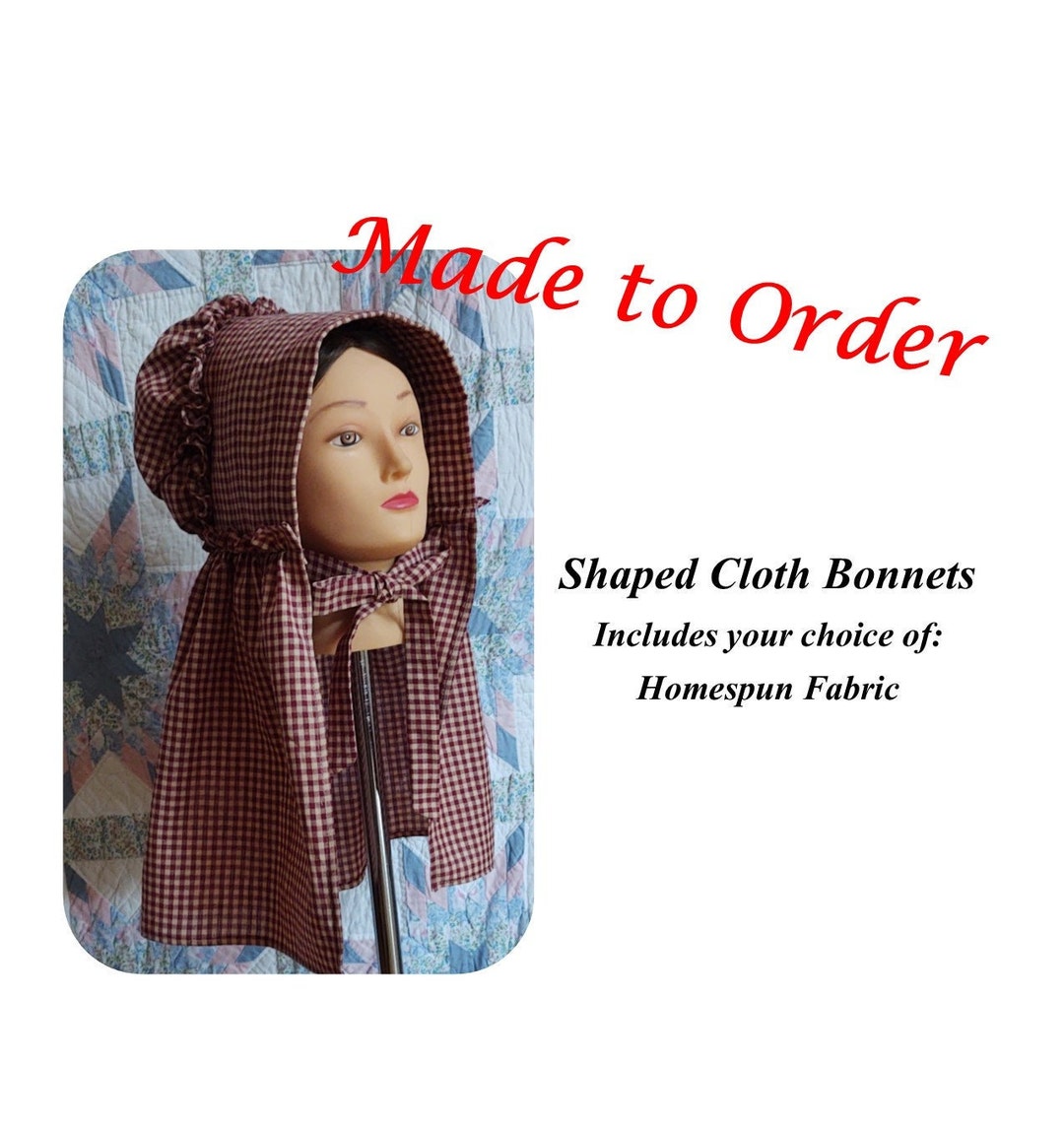 Shaped Homespun Cloth Bonnet, Cotton Sunbonnet, 19th Century Victorian ...