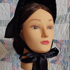 Brocade Fanchon Mourning Bonnet - Dinner Bonnet - Empire Bonnet ...