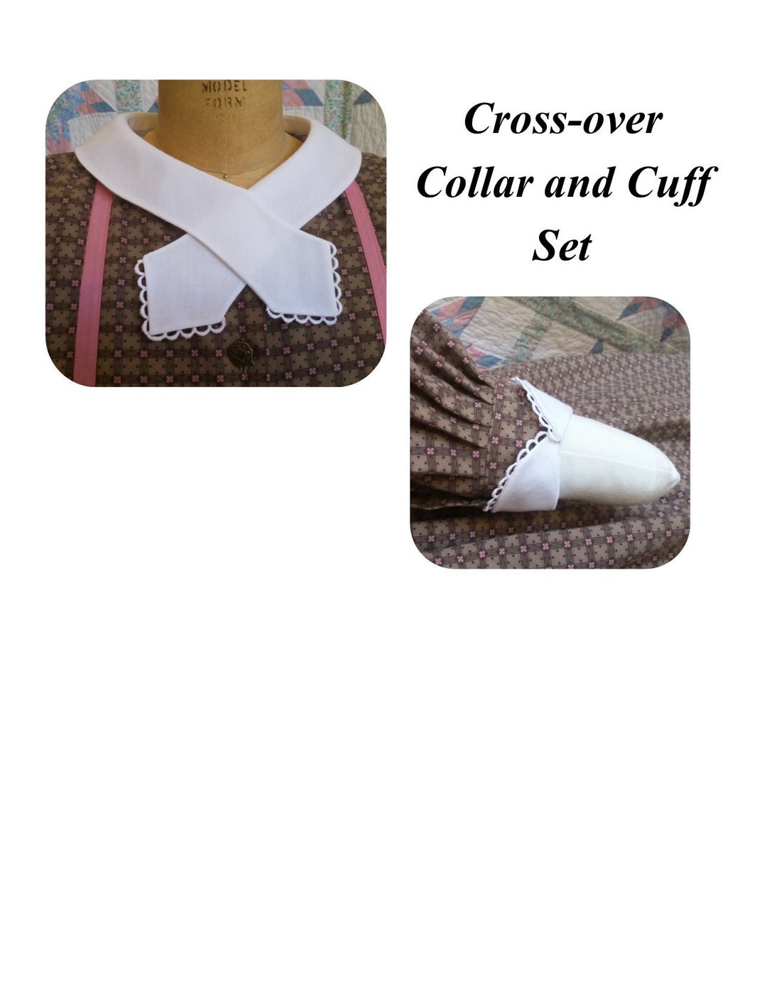 White Cotton Crossover Collar and Cuff Set- 19th Century Victorian ...